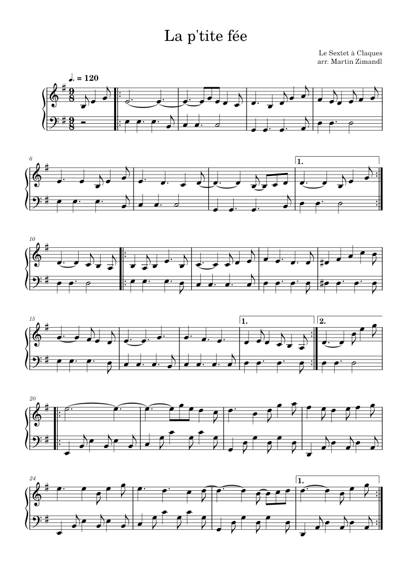 La p'tite fée – Le Sextet à Claques Sheet music for Piano (Solo) Easy ...
