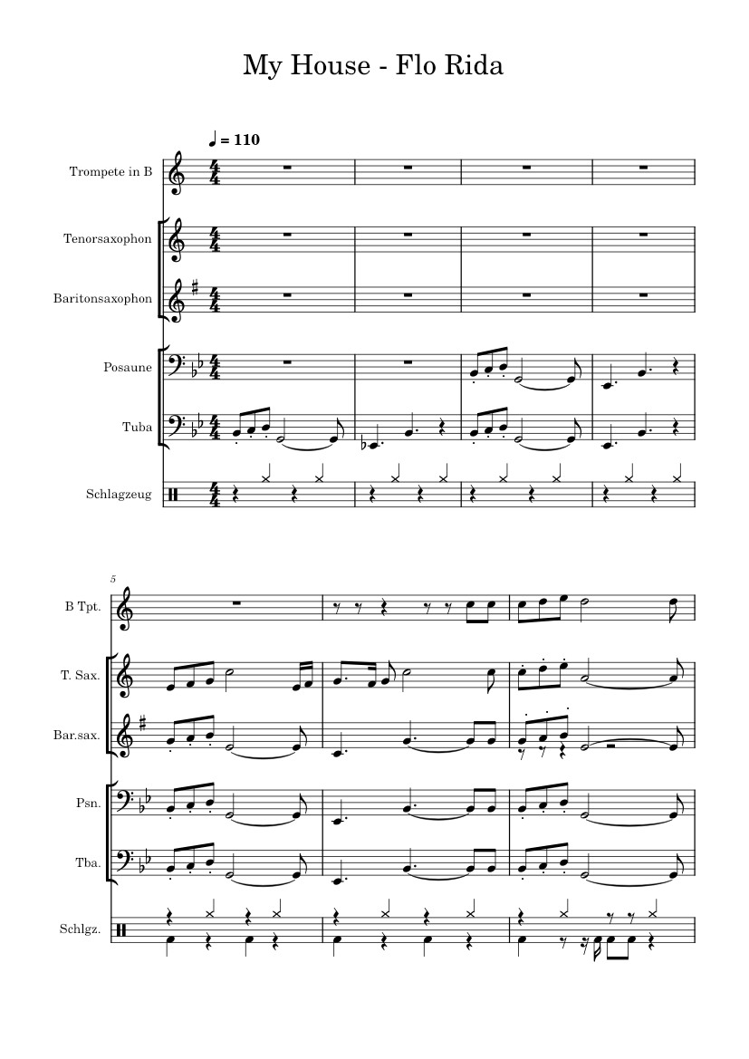 My house – Flo Rida My_House Sheet music for Trombone, Tuba, Saxophone ...