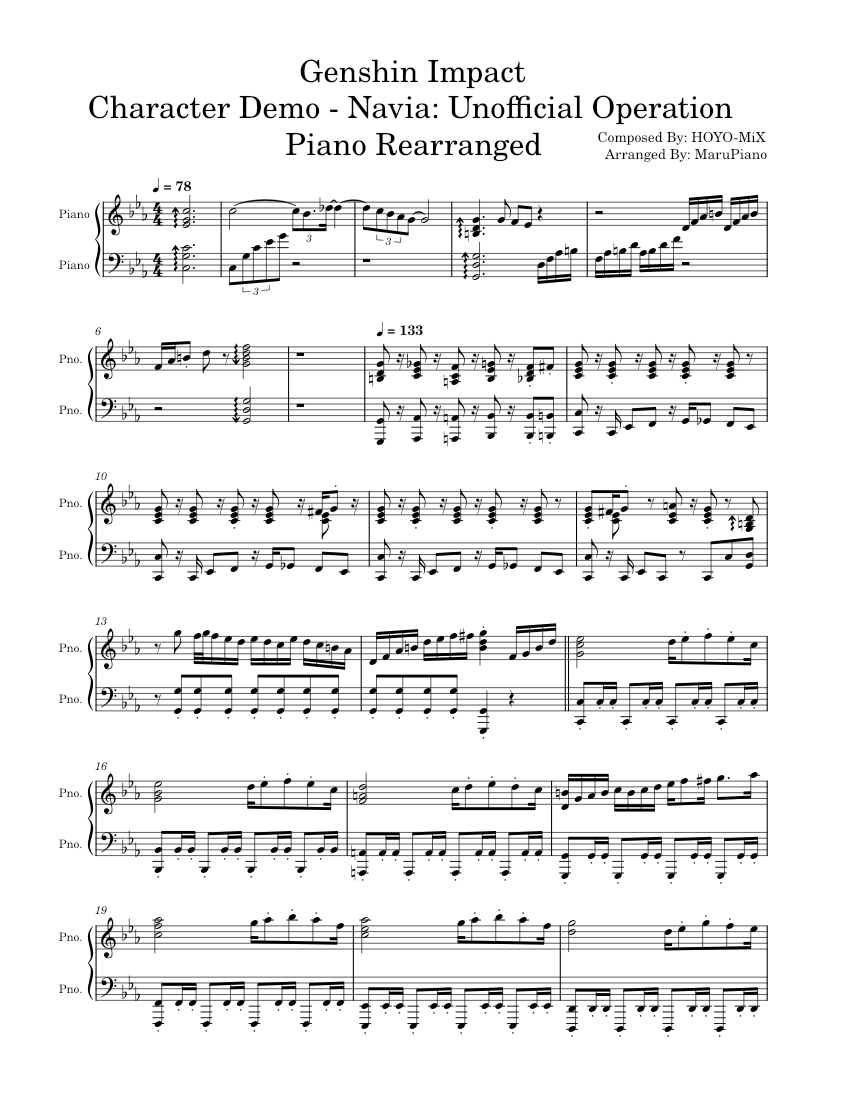 Genshin Impact - Character Demo - "Navia: Unofficial Operation" - Piano ...