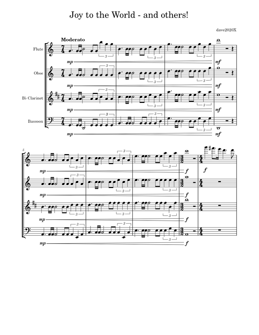 Christmas Carols – Misc Christmas Sheet music for Flute, Oboe, Clarinet ...