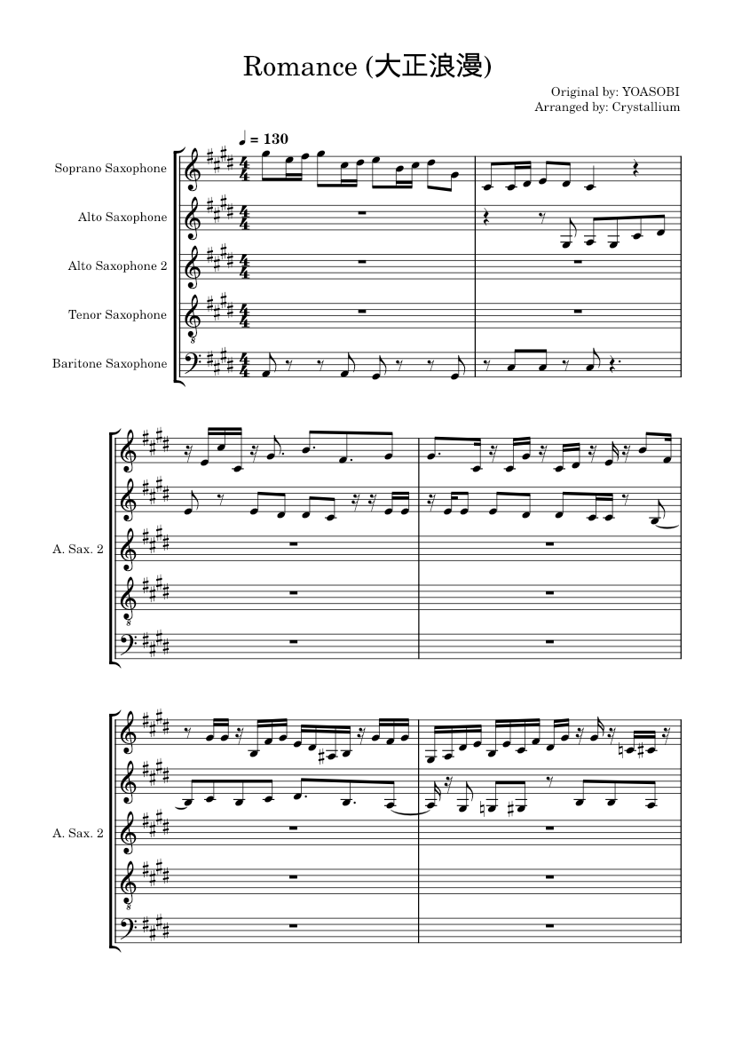 大正浪漫 – YOASOBI (Romance) Sheet music for Saxophone alto, Saxophone ...