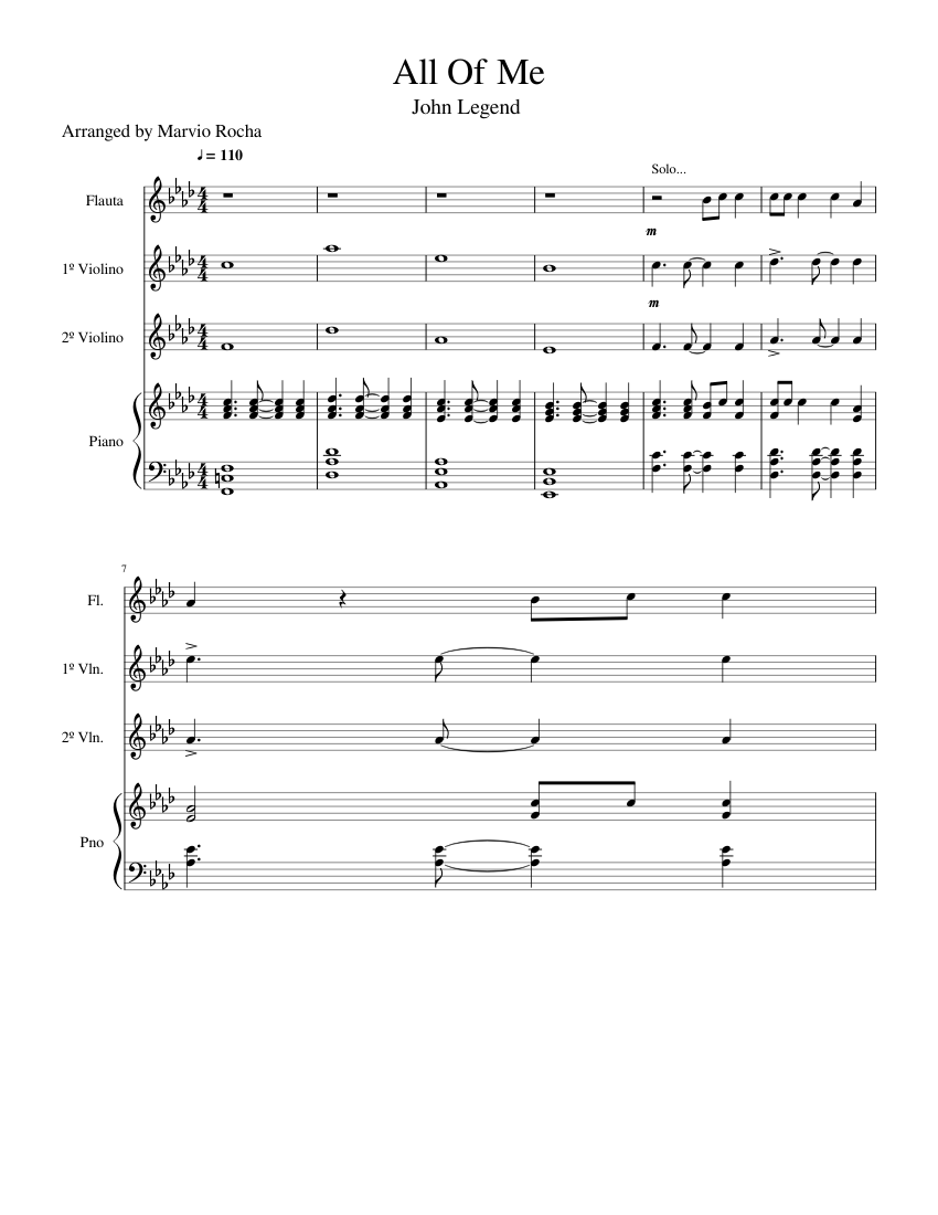 All Of Me Sheet music for Piano, Flute, Violin (Mixed Quartet ...