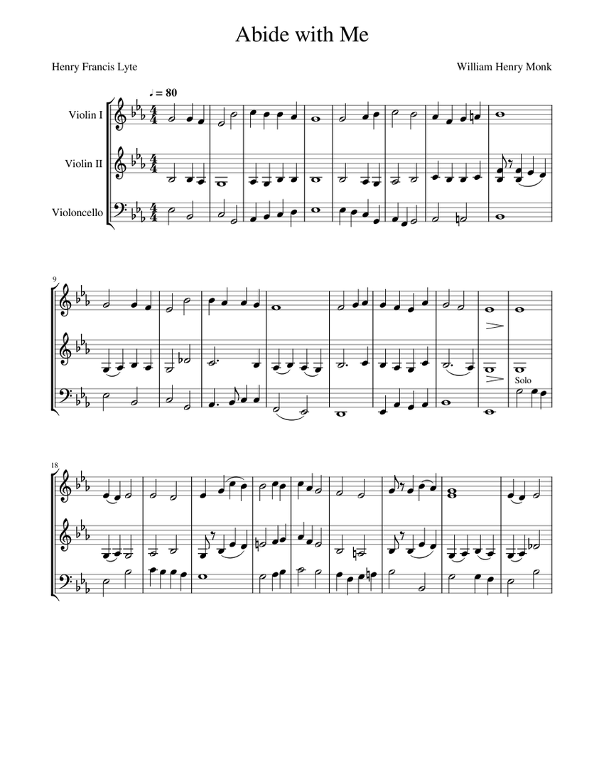 Abide with Me Sheet music for Violin, Cello (Mixed Trio) | Musescore.com