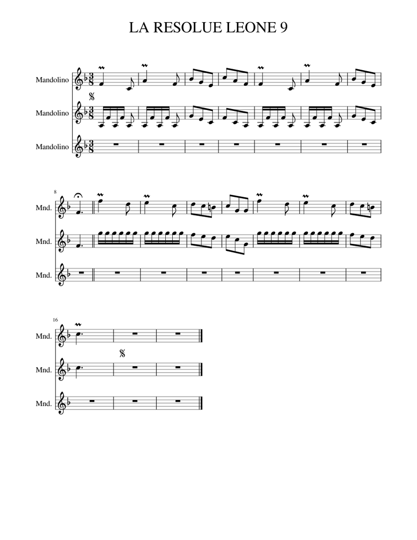 LA RESOLUE LEONE 9 Sheet music for Mandolin (Mixed Trio) | Musescore.com