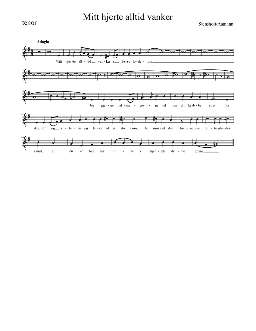 Mitt hjerte alltid vanker - tenor - piano tutorial