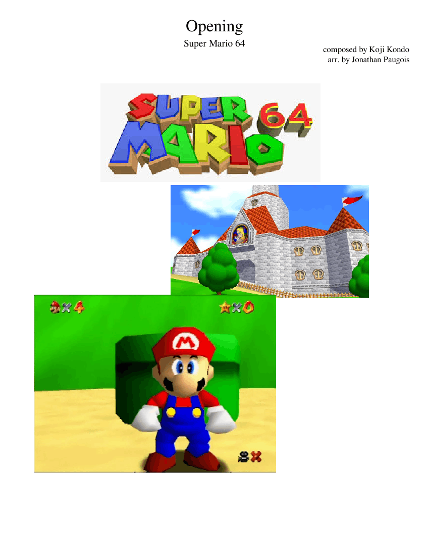 Opening | Super Mario 64 Sheet music for Trombone, Snare drum, Violin ...