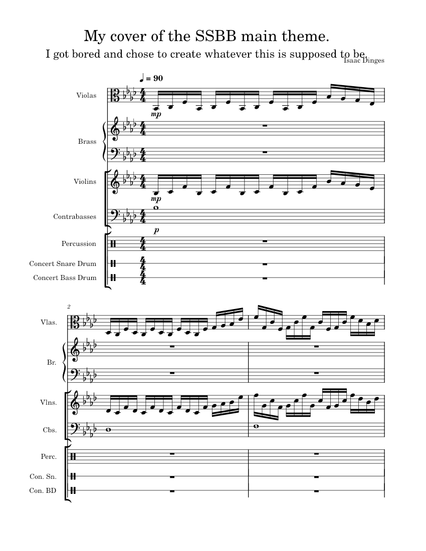 My cover of the SSBB main theme. Sheet music for Snare drum, Drum group ...