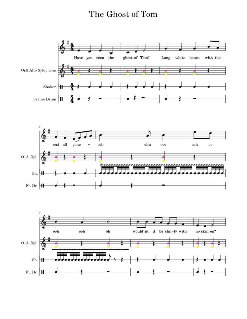 The_Ghost_of_Tom Sheet music for Piano, Drum group, Xylophone, Frame ...