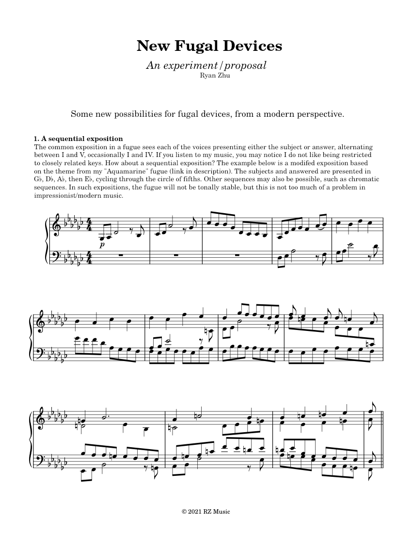 New Fugal Devices | An Experiment/Proposal Sheet music for Piano (Solo ...
