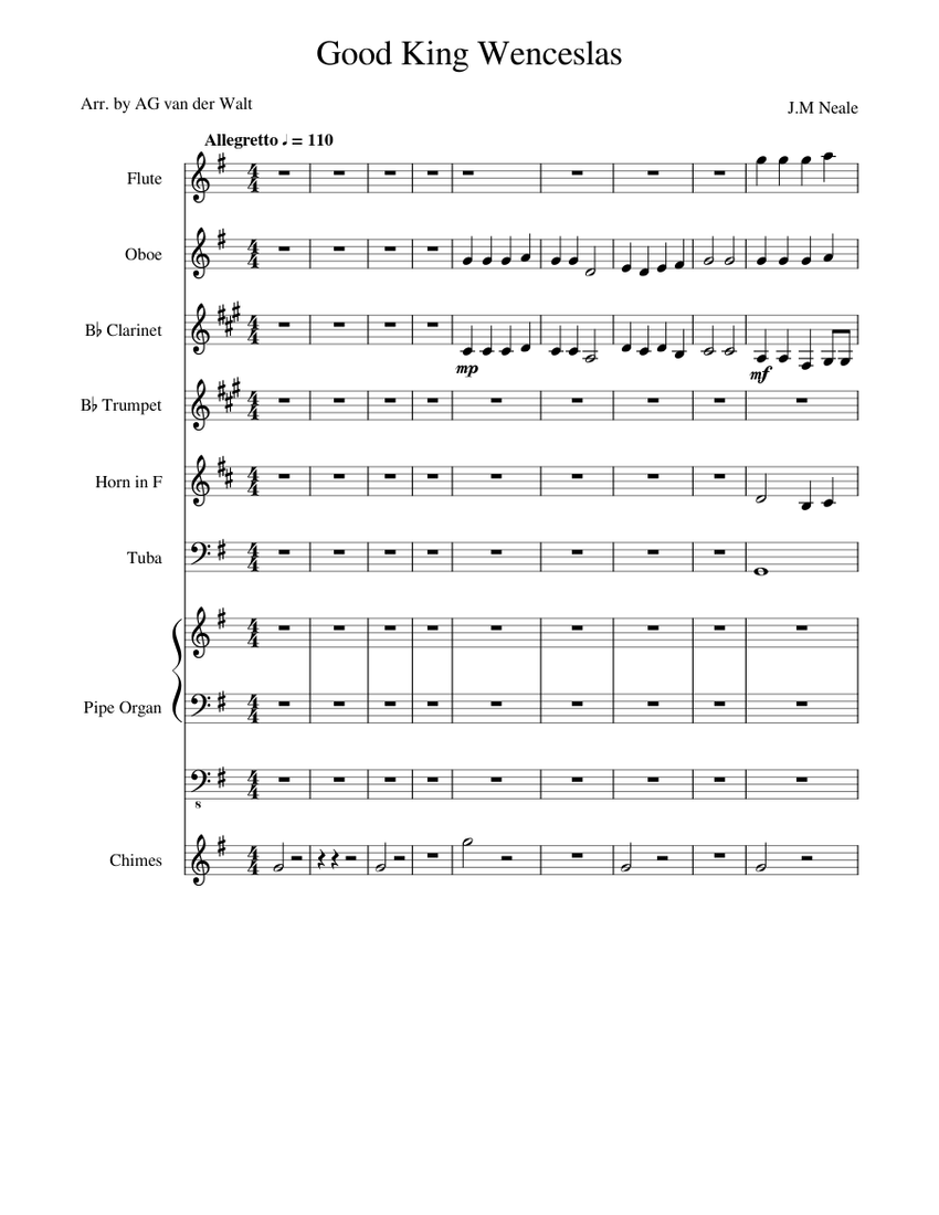 Good King Wenceslas Sheet music for Organ, Tuba, Flute, Oboe & more ...