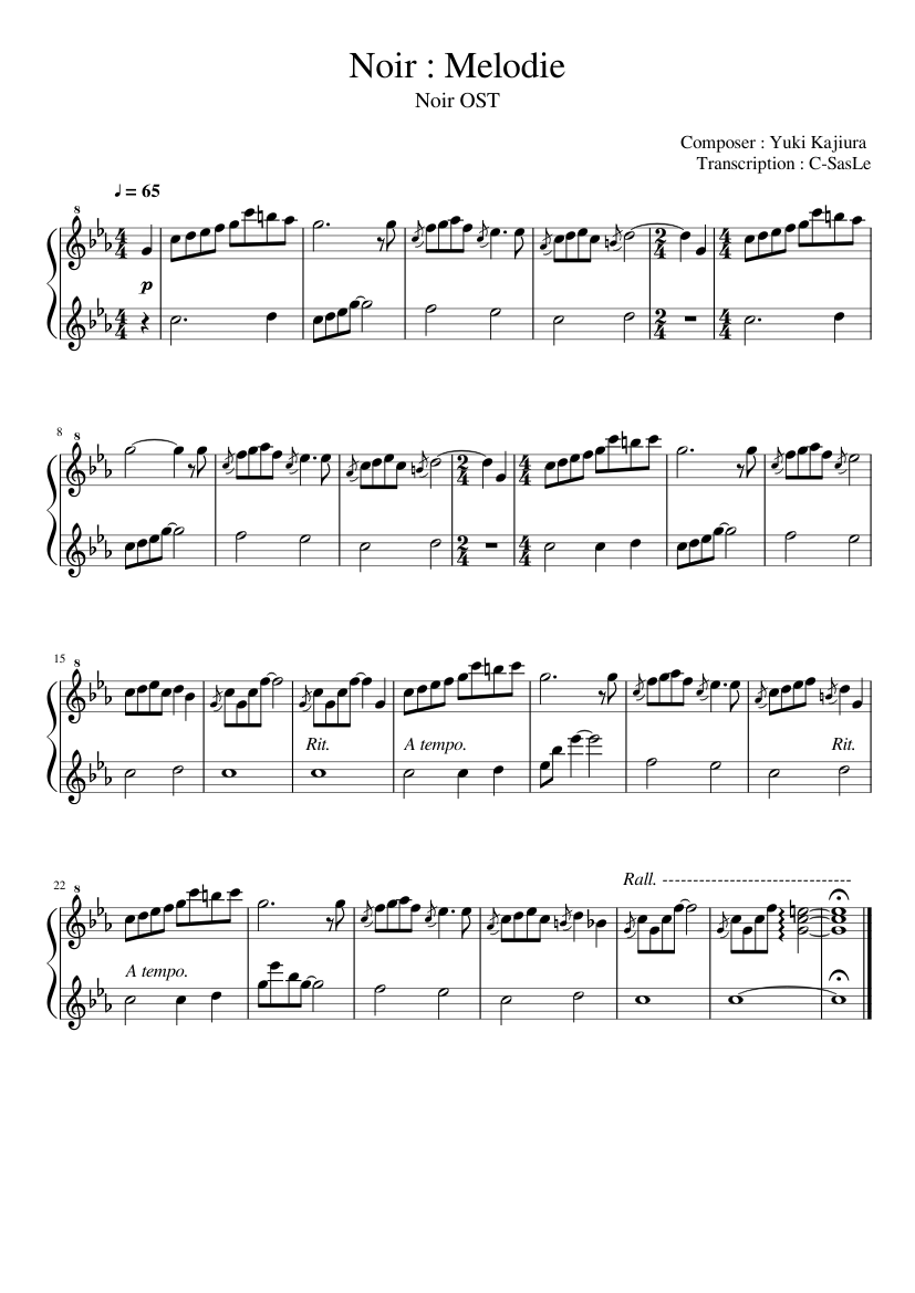 Noir OST : Melodie Sheet music for Celesta (Solo) | Musescore.com