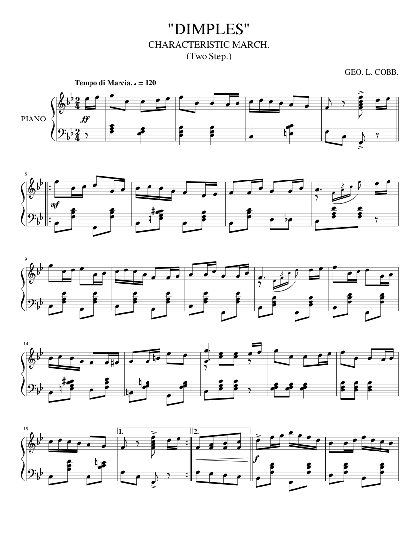 Dimples (1905) Sheet music for Piano (Solo) | Musescore.com