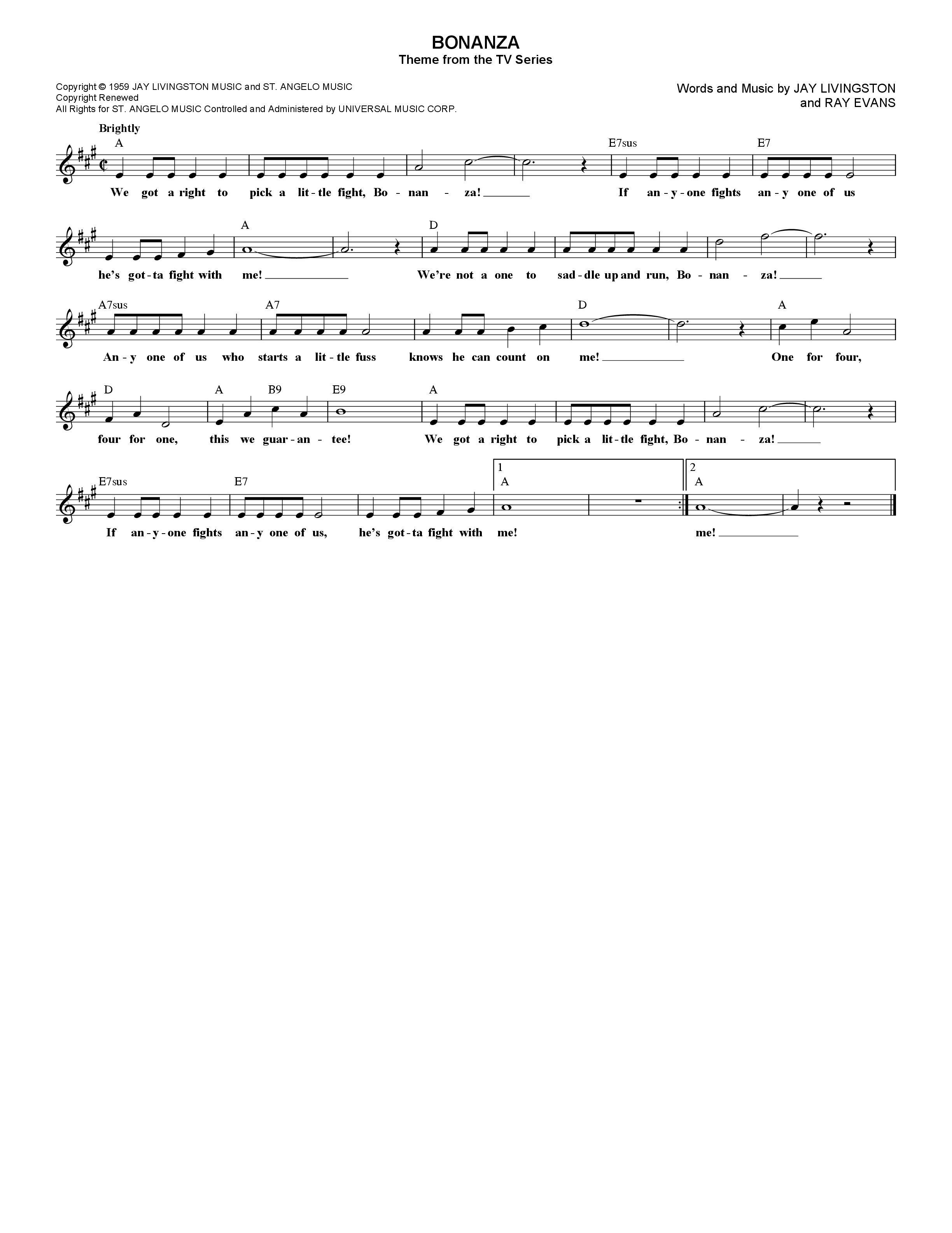 Play Official version of Bonanza (televisieserie) Sheet Music by Jay ...