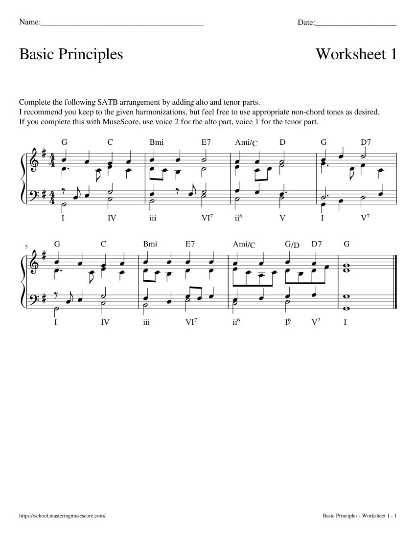 Basic Principles Worksheet 1- Take 2 Sheet music for Piano (SATB) Easy | Musescore.com