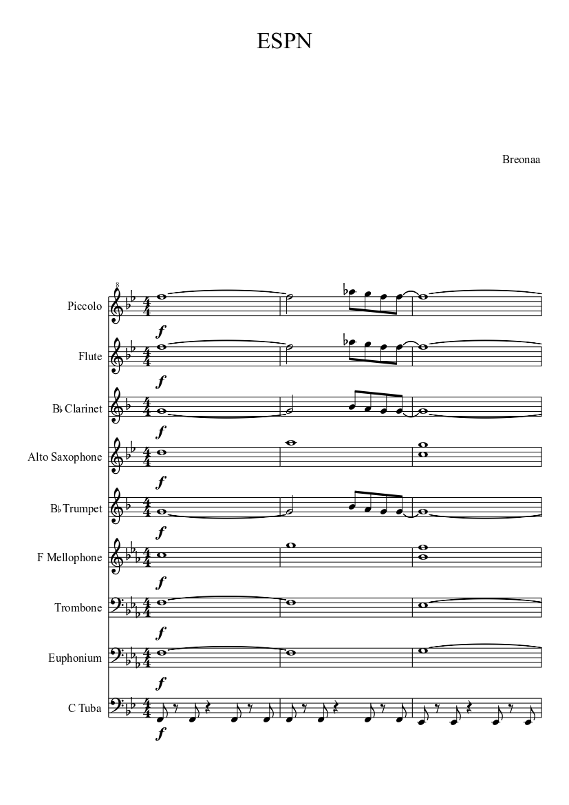 ESPN Sheet music for Trombone, Tuba, Flute, Oboe & more instruments ...