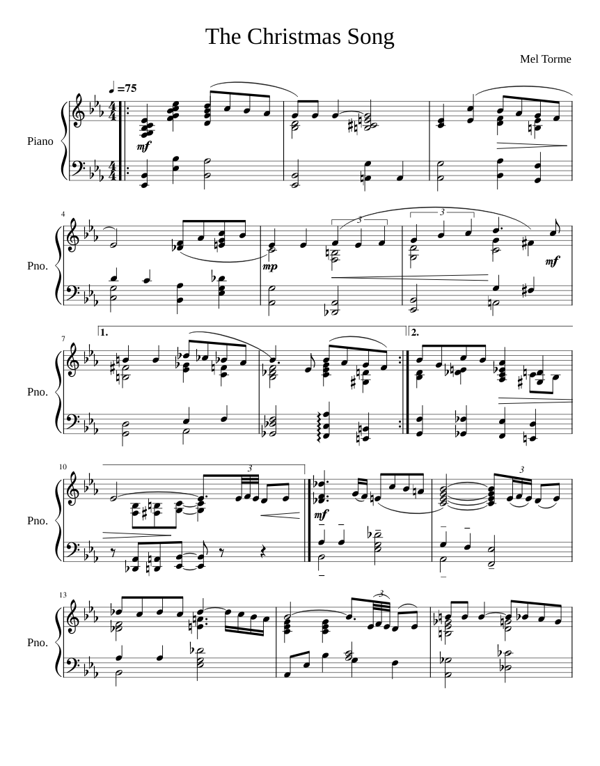 The Christmas Song Sheet music for Piano (Solo) | Musescore.com