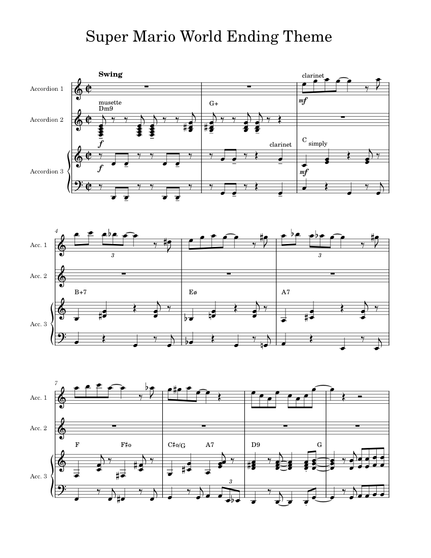 Super Mario World Ending Theme - Accordion Trio Sheet music for ...