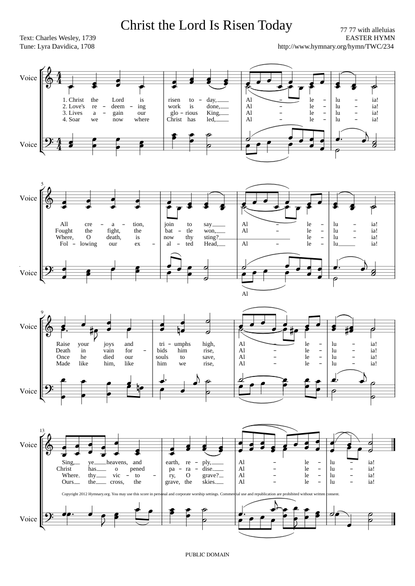 Easter Hymn Sheet music for Voice (other) (Choral) | Musescore.com