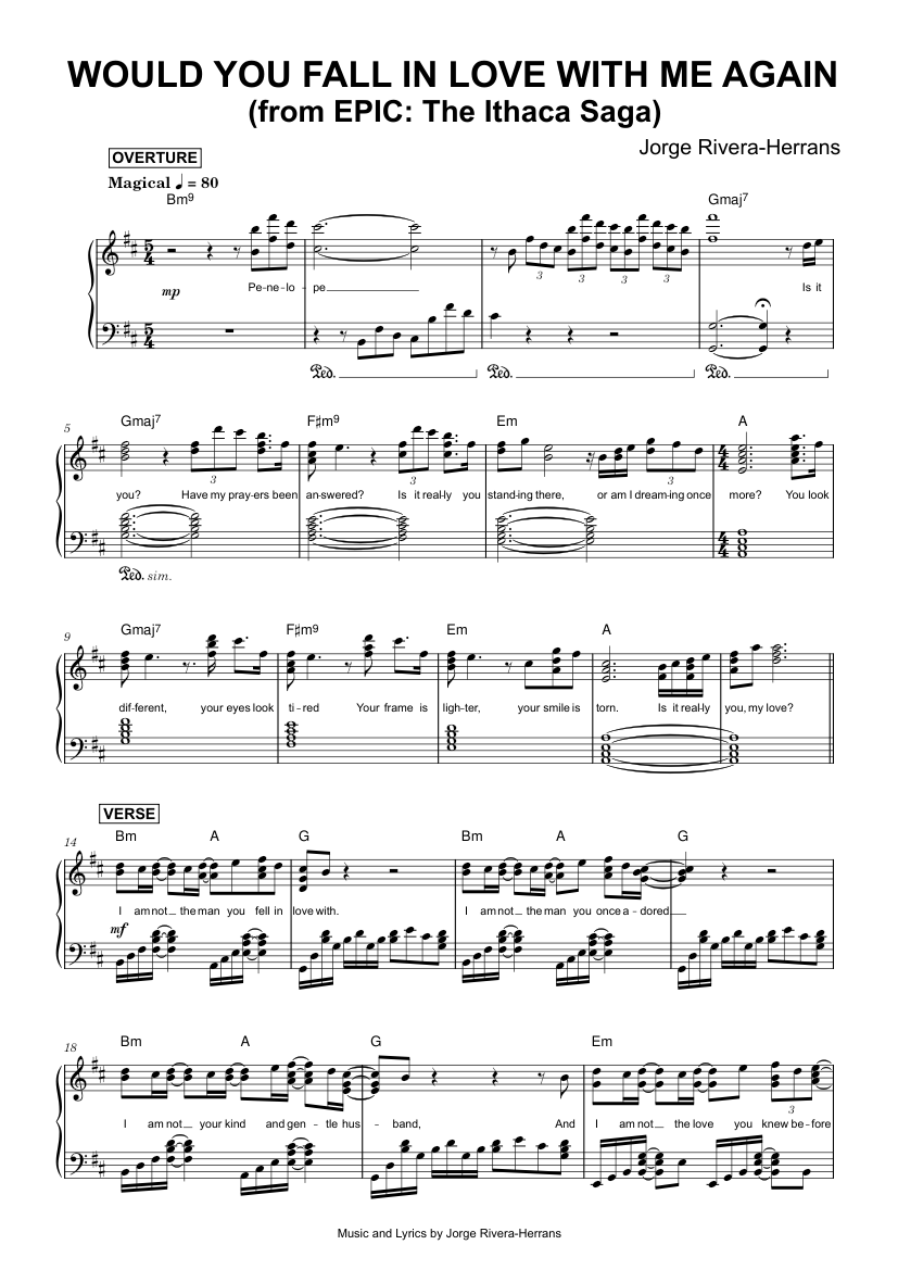 Play Official version of Would You Fall in Love with Me Again Sheet ...