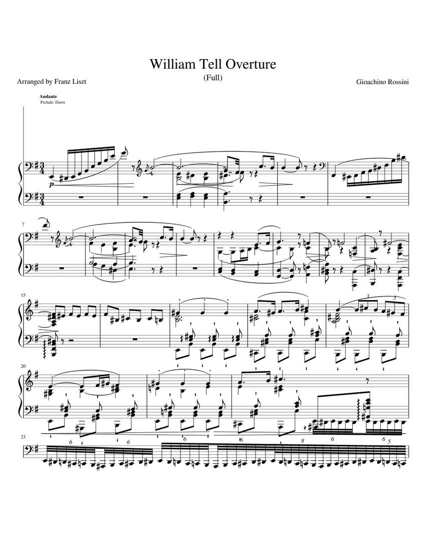 William Tell Overture (Full & Arranged by Franz Liszt) - Gioachino ...