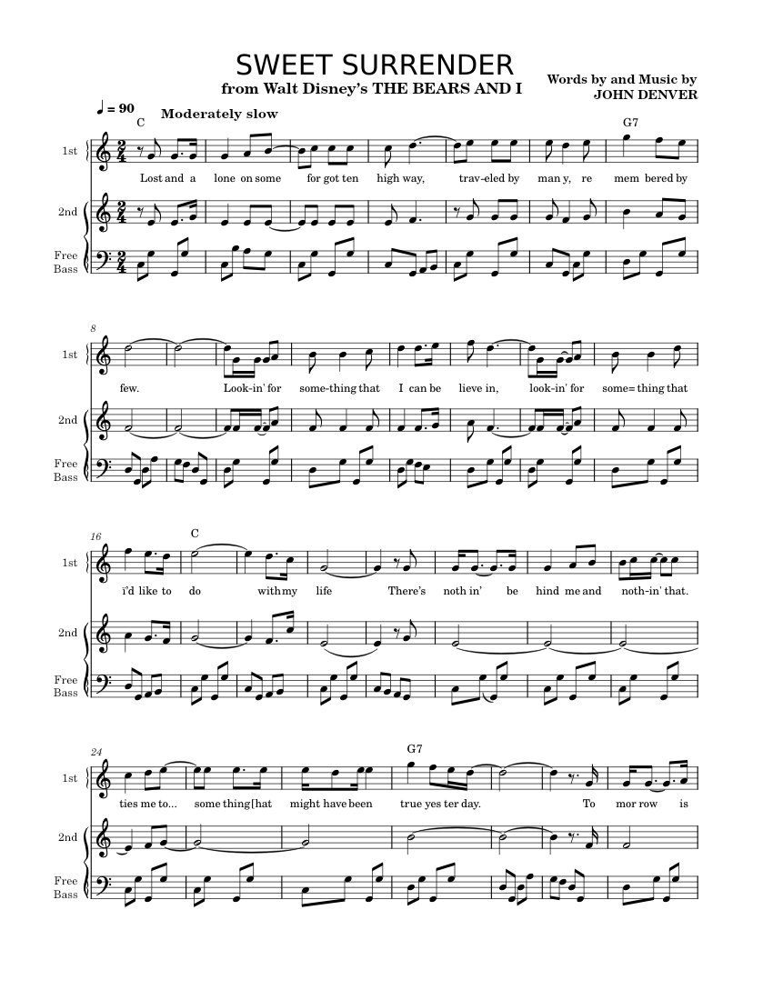 Sweet Surrender – John Denver Sheet Music with Chords for Accordion ...