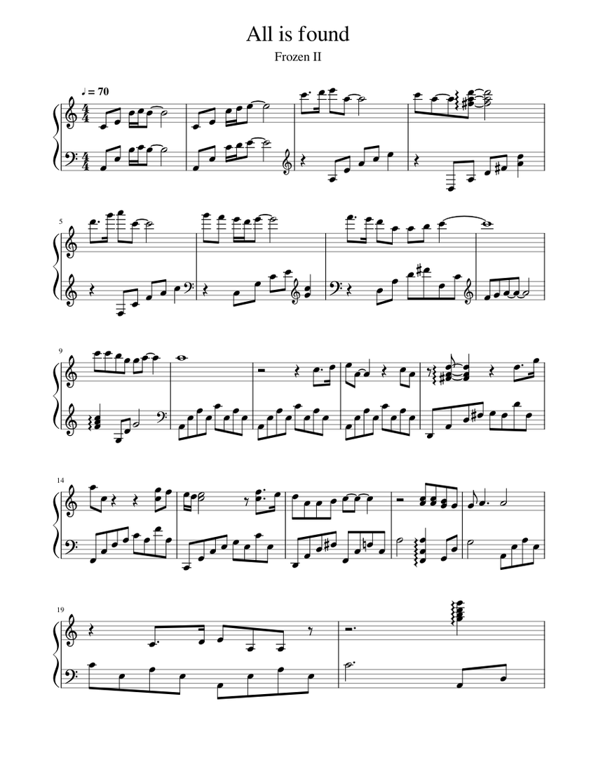 All is found complete Sheet music for Piano (Solo) | Musescore.com