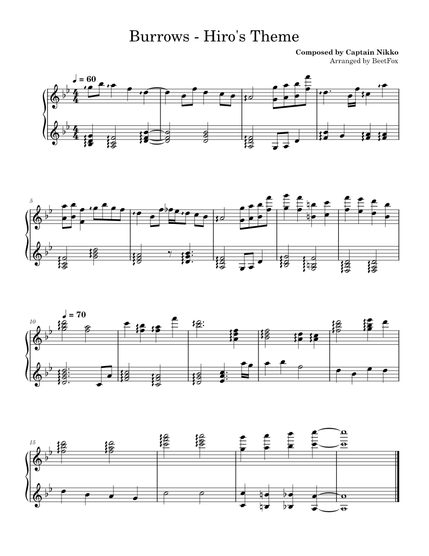 Burrows - Hiro's Theme Sheet music for Piano (Solo) Easy | Musescore.com