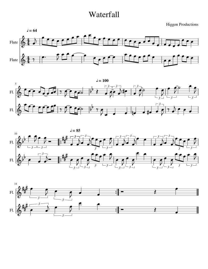 Waterfall Sheet music for Flute (Woodwind Duet) | Musescore.com