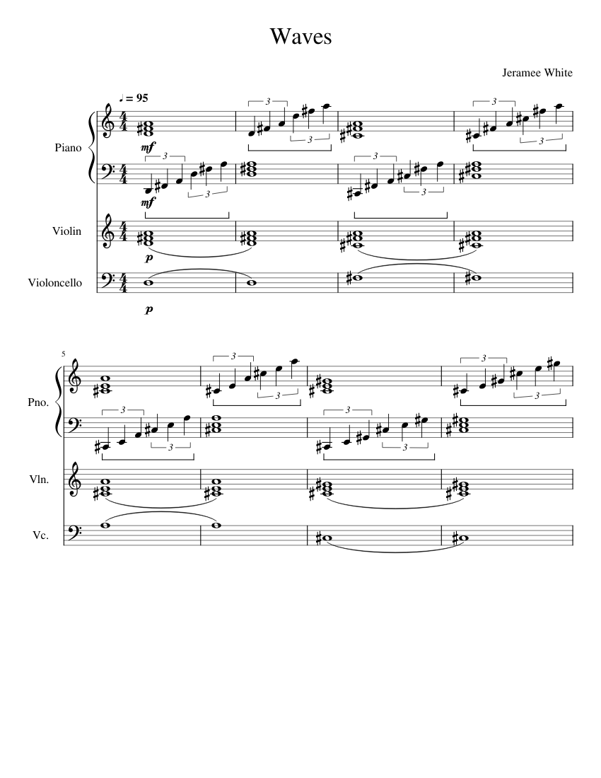 Waves Sheet music for Piano, Violin, Cello (Piano Trio) | Musescore.com