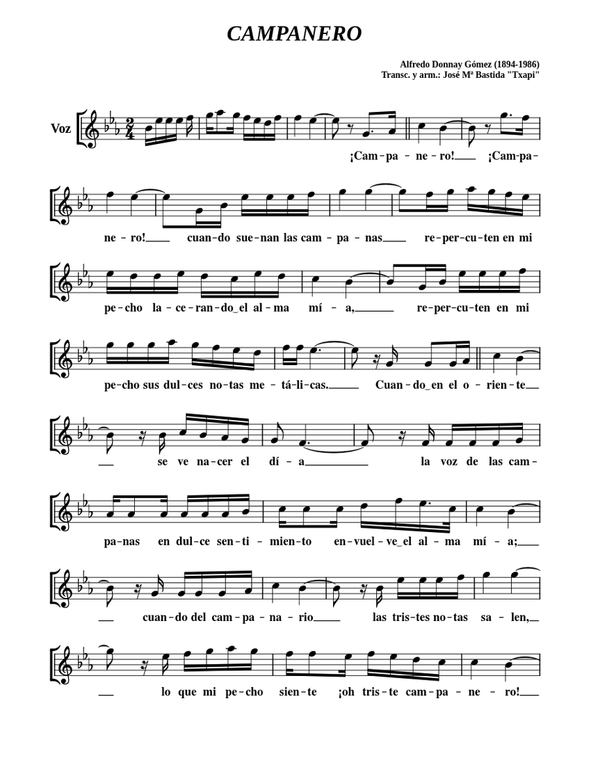 CAMPANERO – ALFREDO DONNAY (1894-1986) Sheet music for Vocals (Solo) | Musescore.com