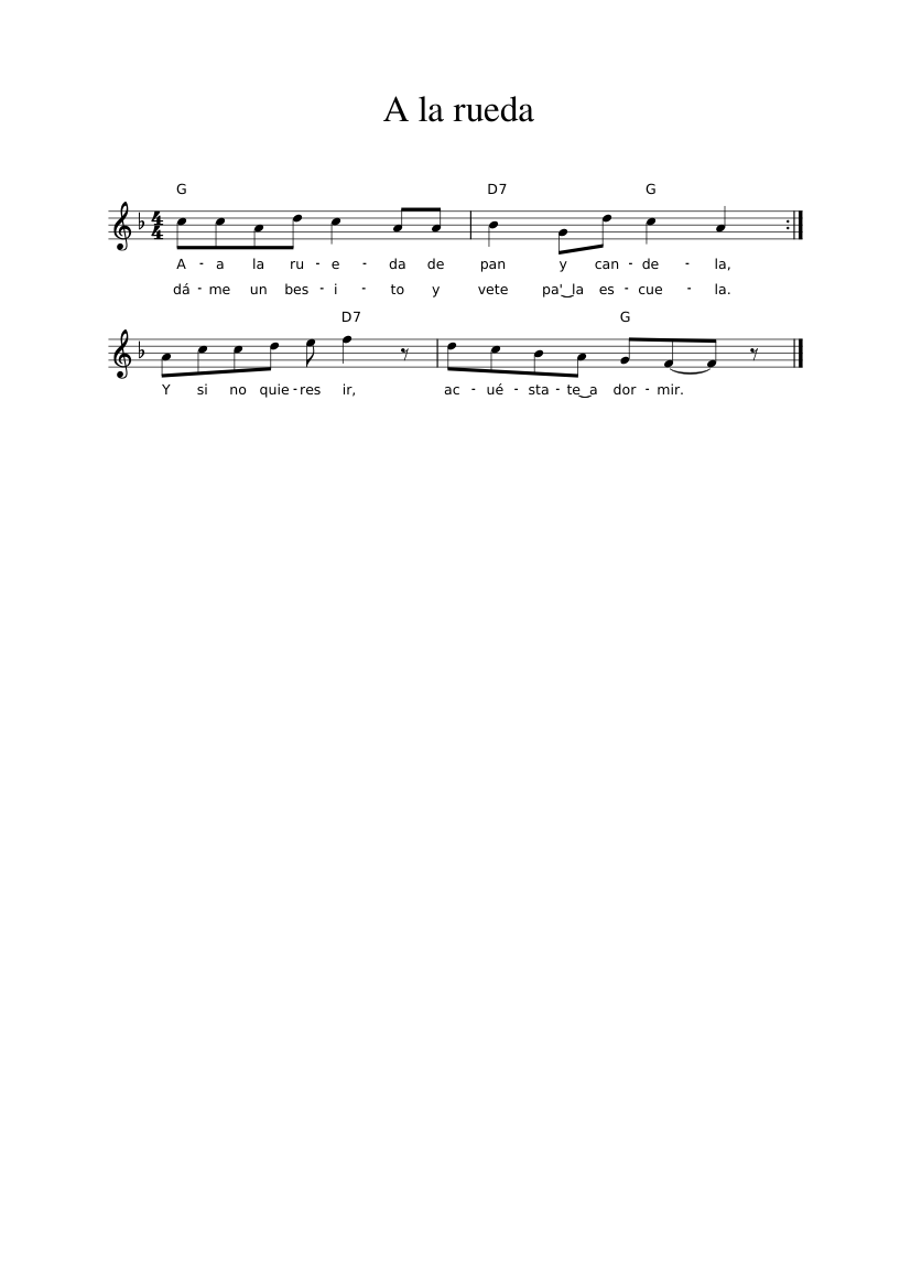 A la rueda – Canción infantil española tradicional A la rueda Sheet ...