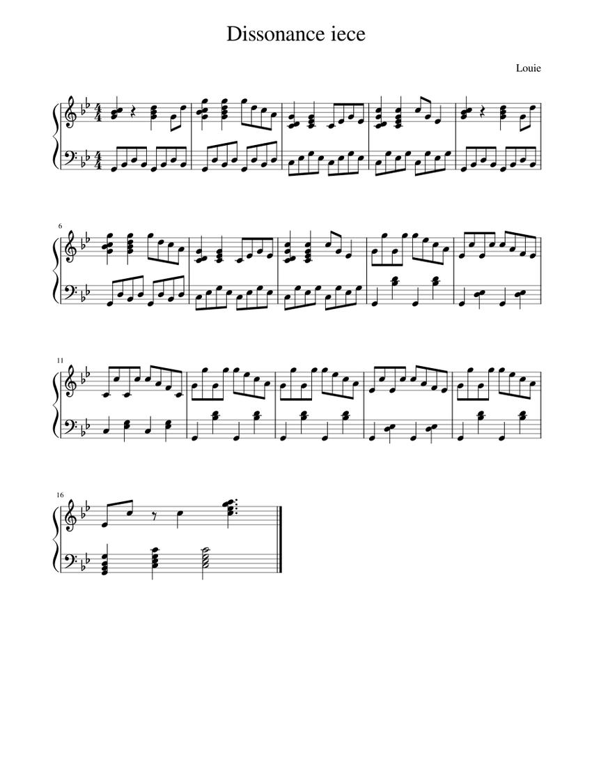 Dissonance piece Louie Sheet music for Piano (Solo) | Musescore.com