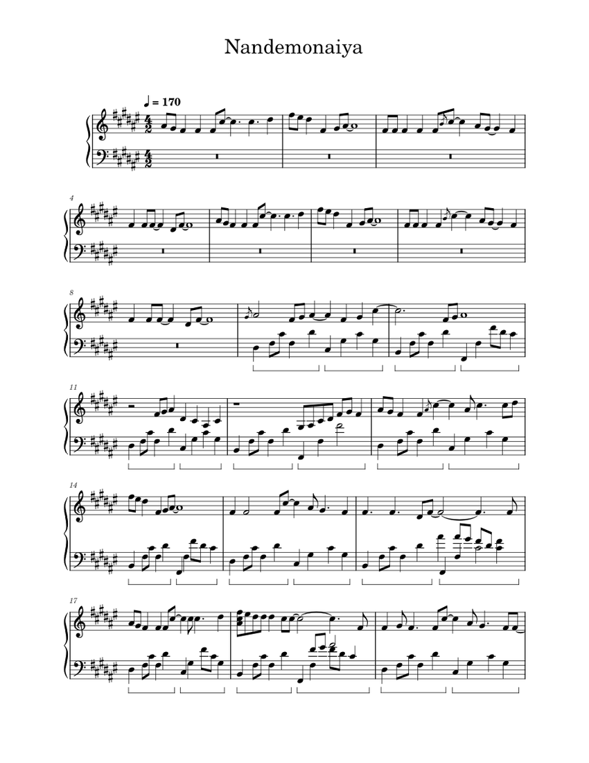 .Nandemonaiya Sheet music for Piano (Solo) | Musescore.com