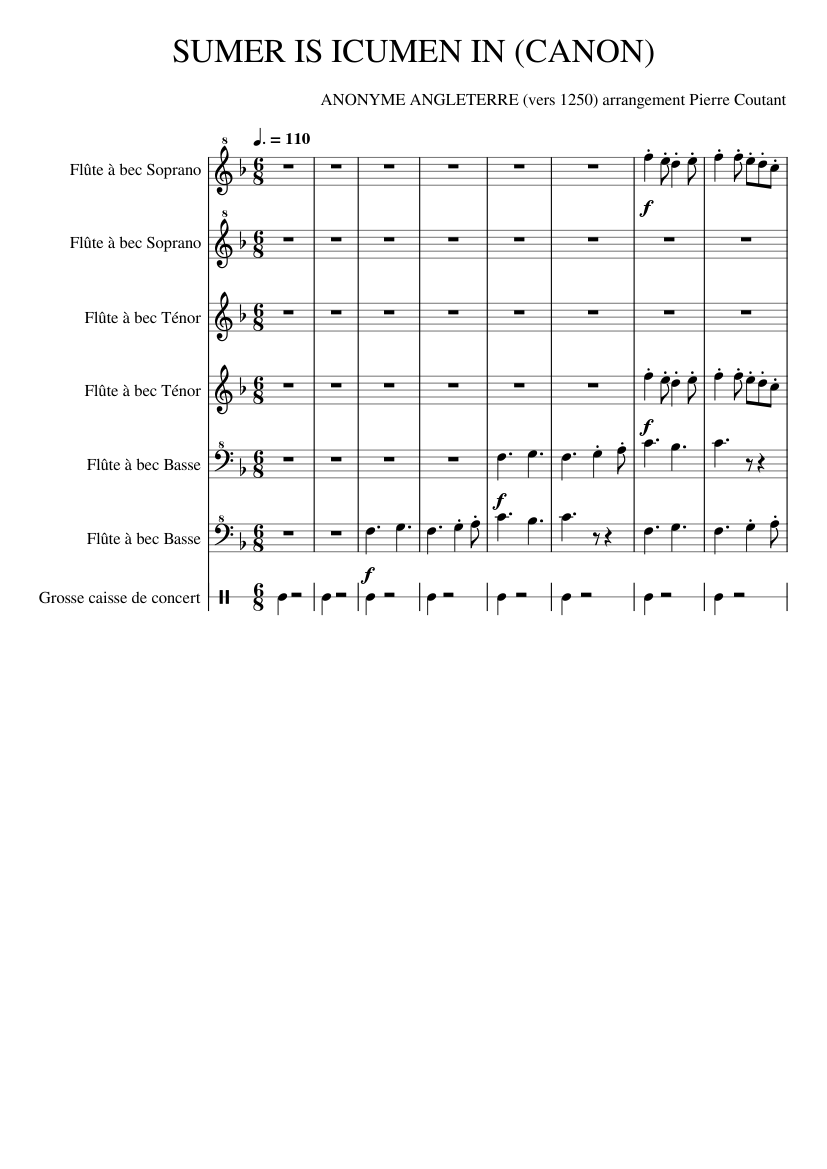 Sumer is icumen in – Misc Traditional Sheet music for Bass drum ...