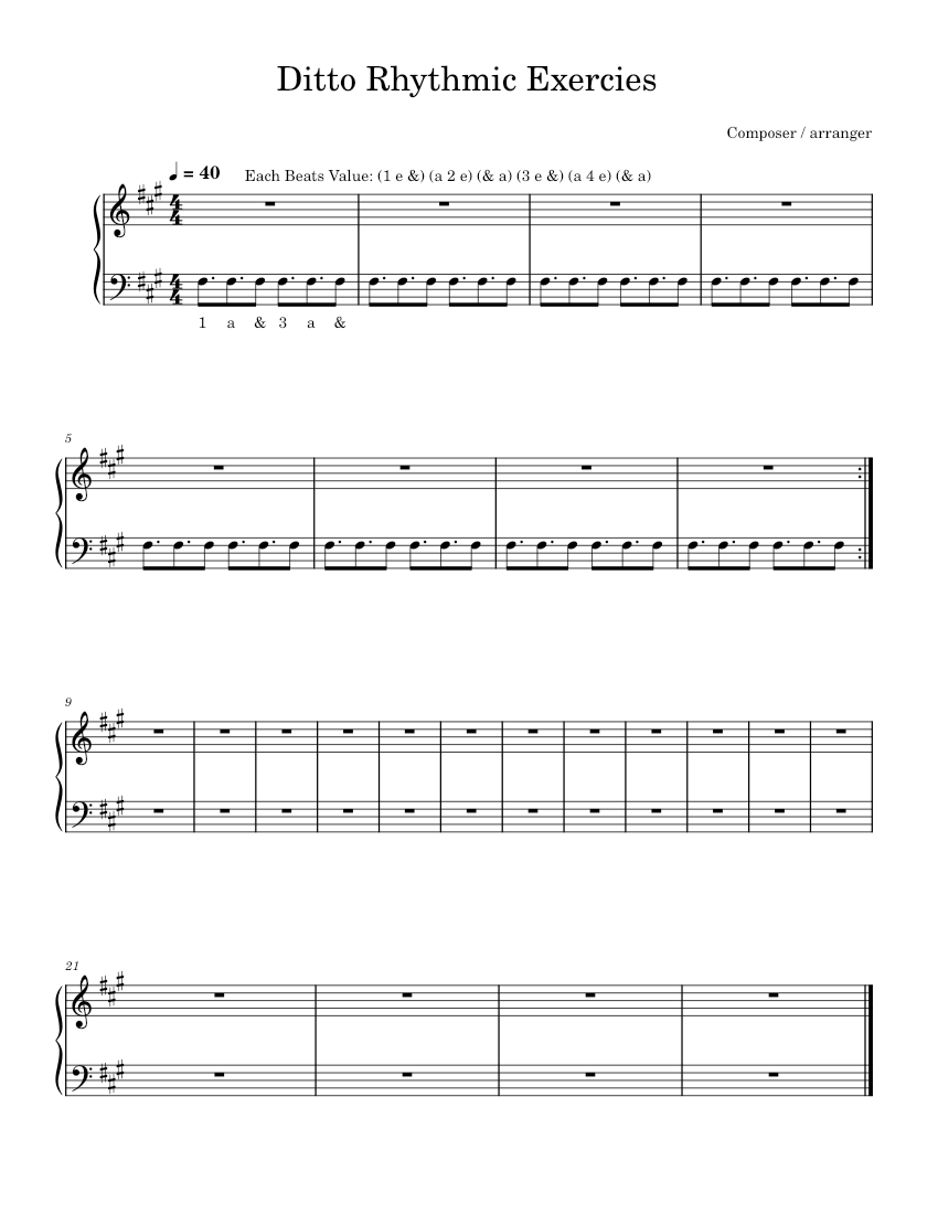 Ditto – NewJeans DItto Rhythmic Exercies Sheet Music for Piano (Solo ...
