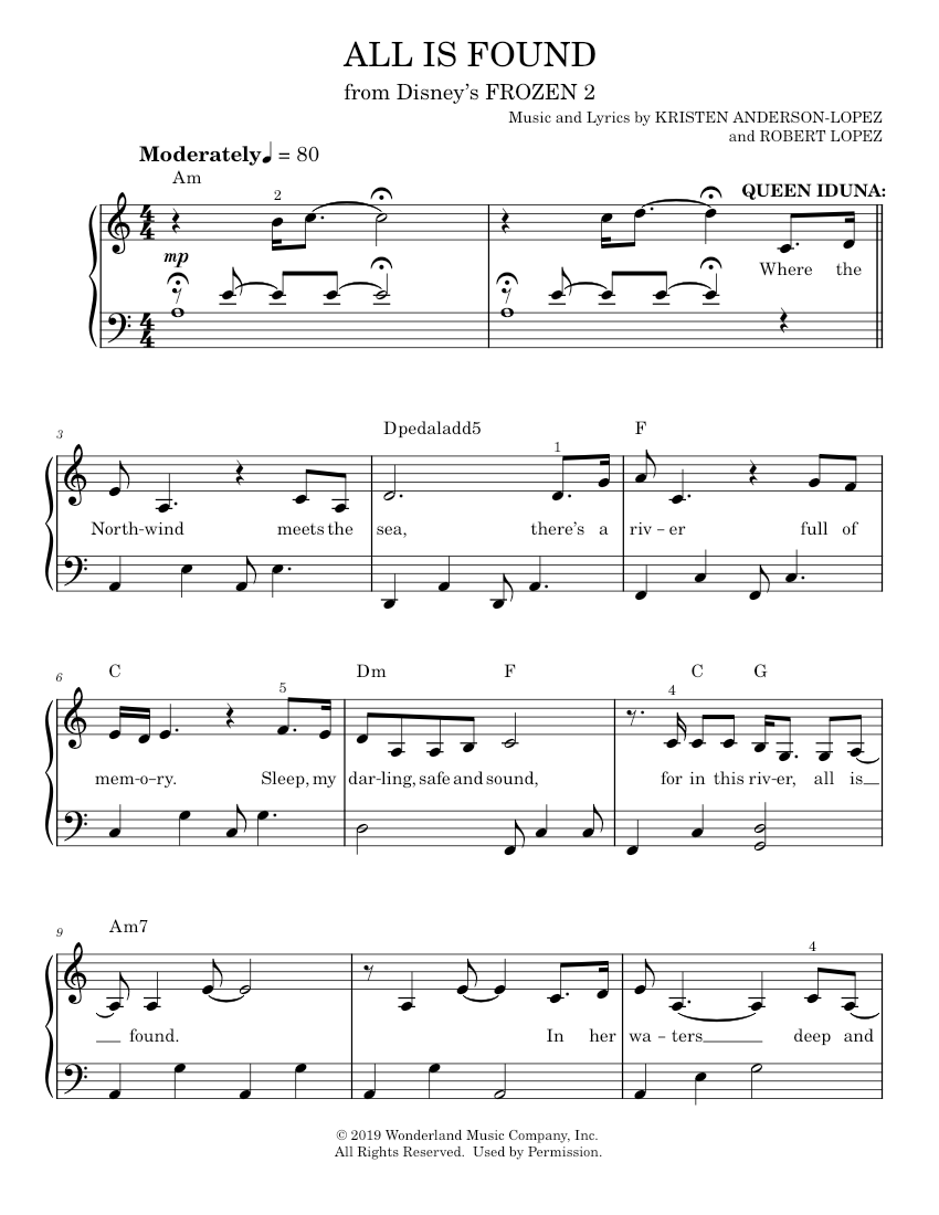 Play Official version of All Is Found (from Disney's Frozen 2) sheet ...