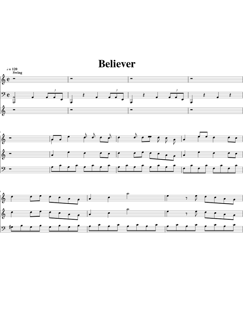 Believer Sheet Music Imagine Dragons Sheet music for Drum group (Solo ...
