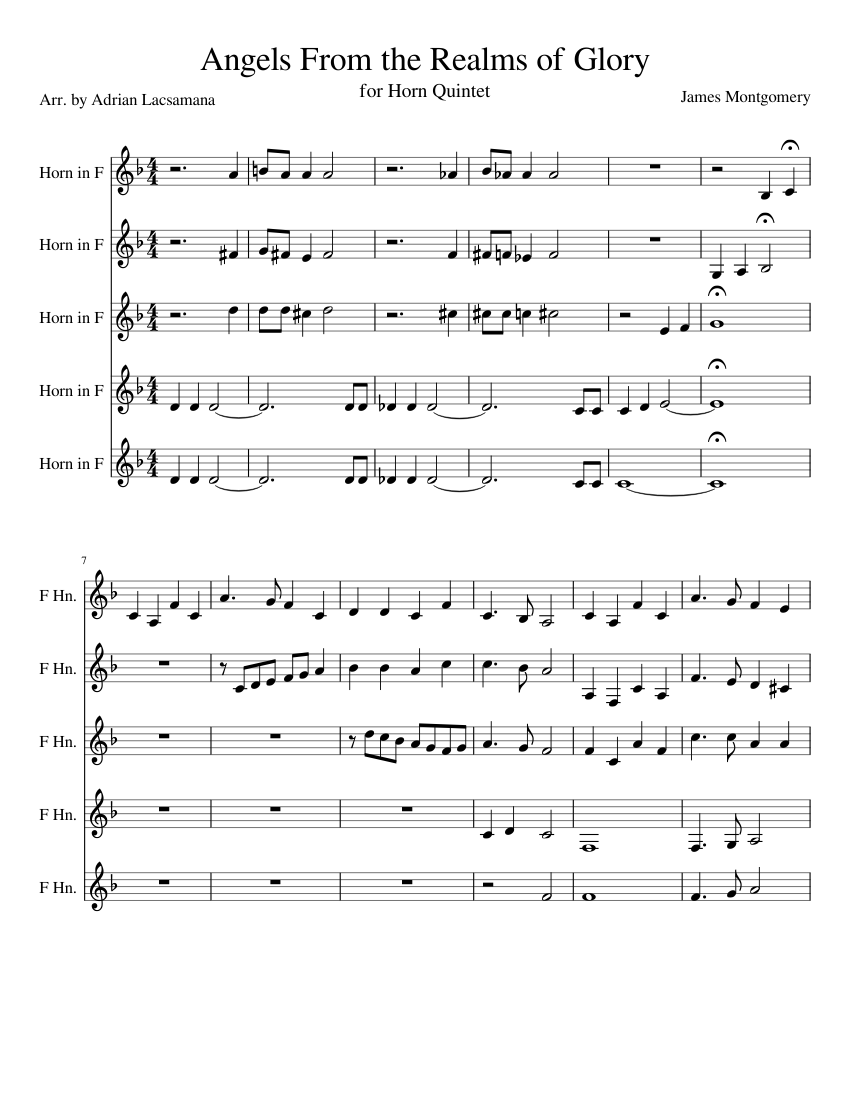 Angel Fanfare Sheet music for Trombone, Cornet, Tuba, French horn ...