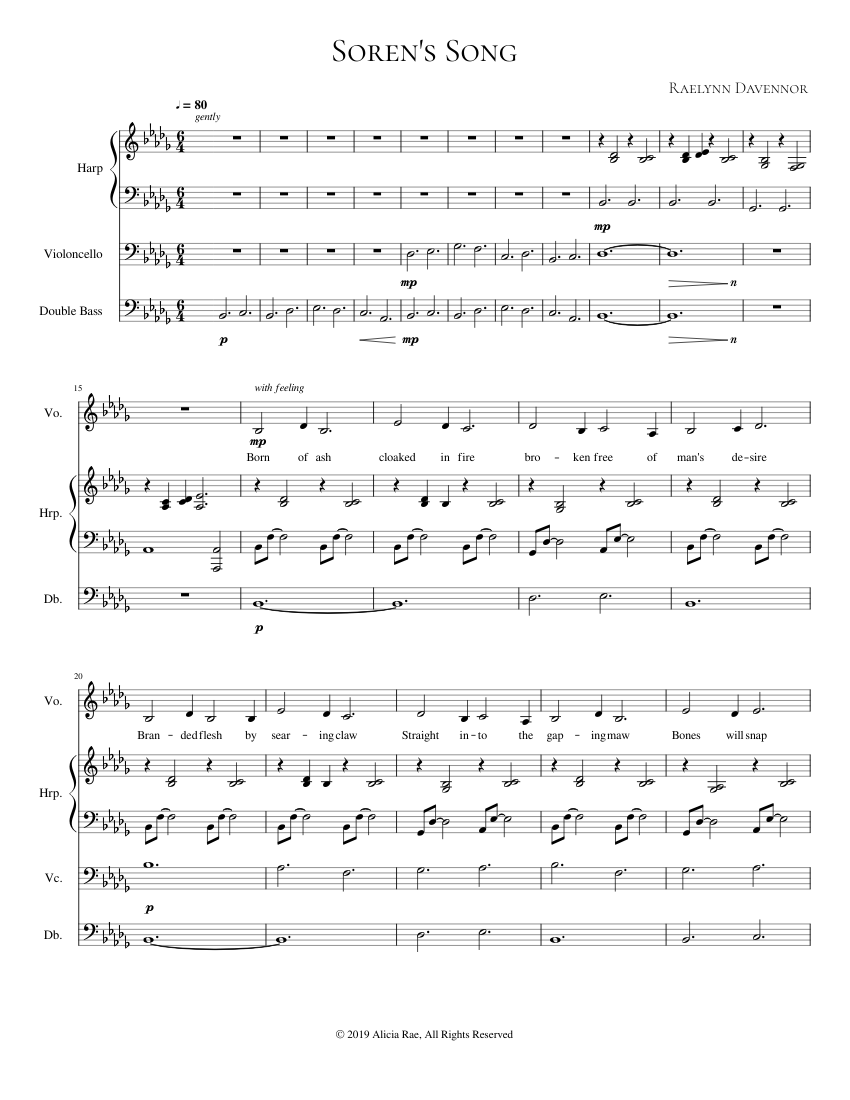 Soren's Song Sheet music for Vocals, Contrabass, Cello, Harp & more ...