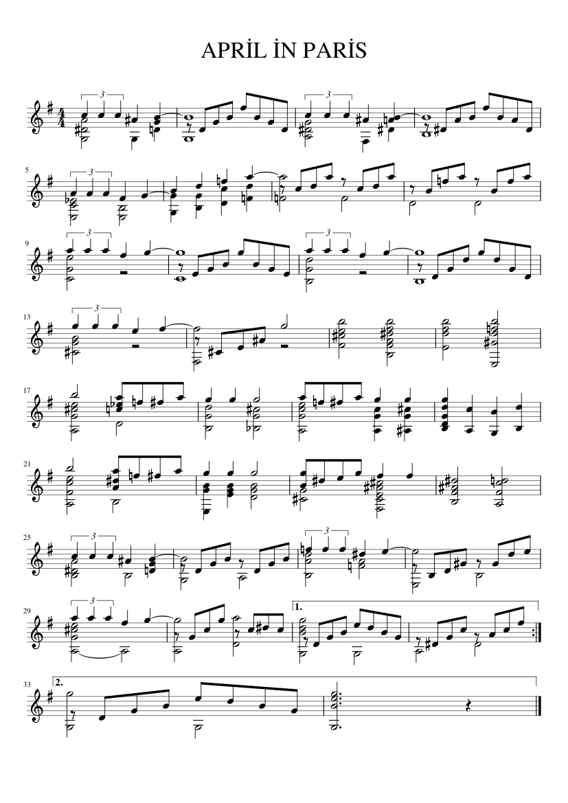 April in Paris Sheet music for Piano (Solo) Easy | Musescore.com