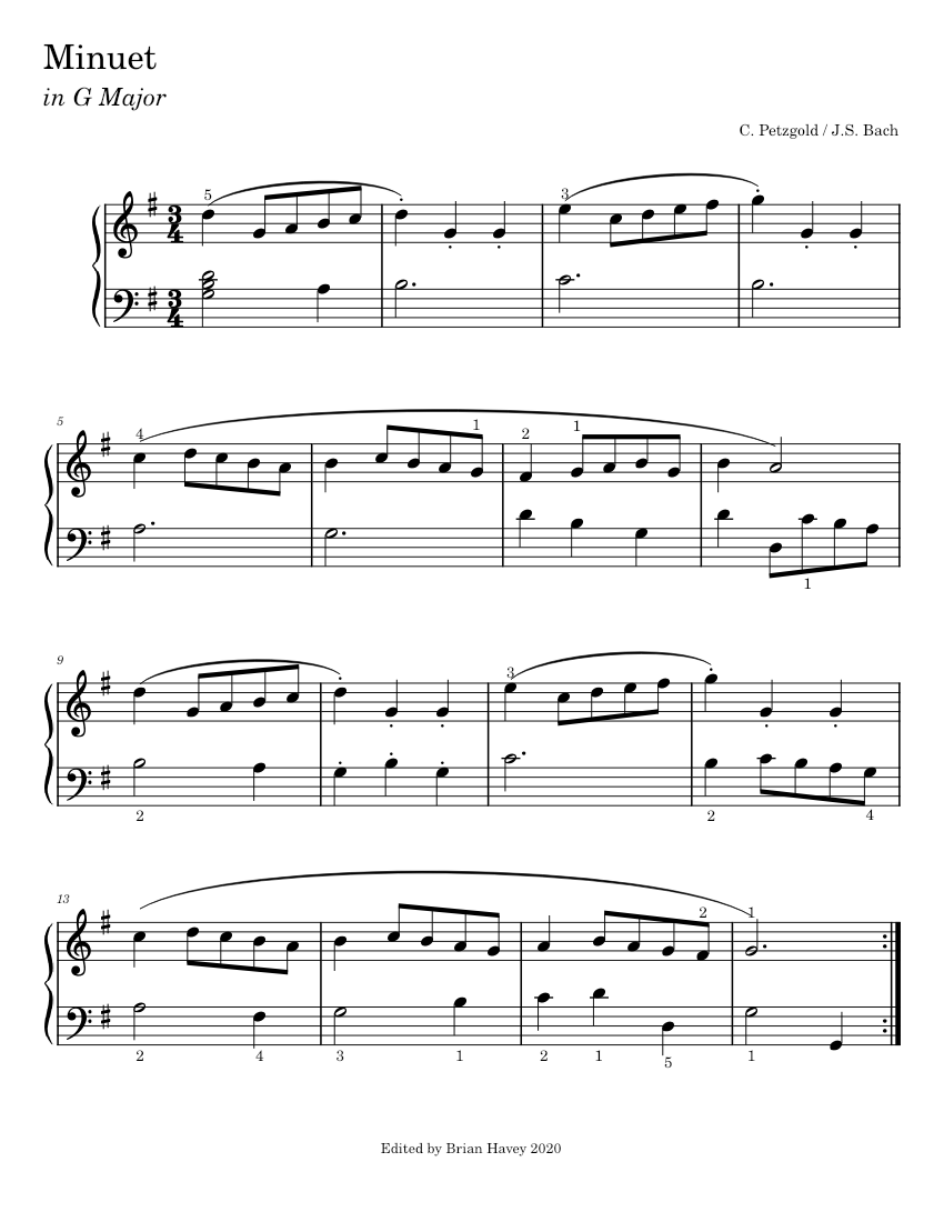 Minuet in G Major - J.S. Bach - piano tutorial