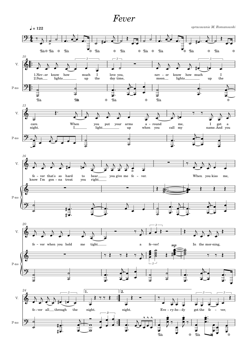 Fever – Elvis Presley . Peggy Lee Sheet Music for Piano, Vocals (Piano ...