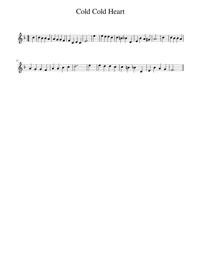 Cold Cold Heart Sheet music for Piano (Solo) Easy | Musescore.com