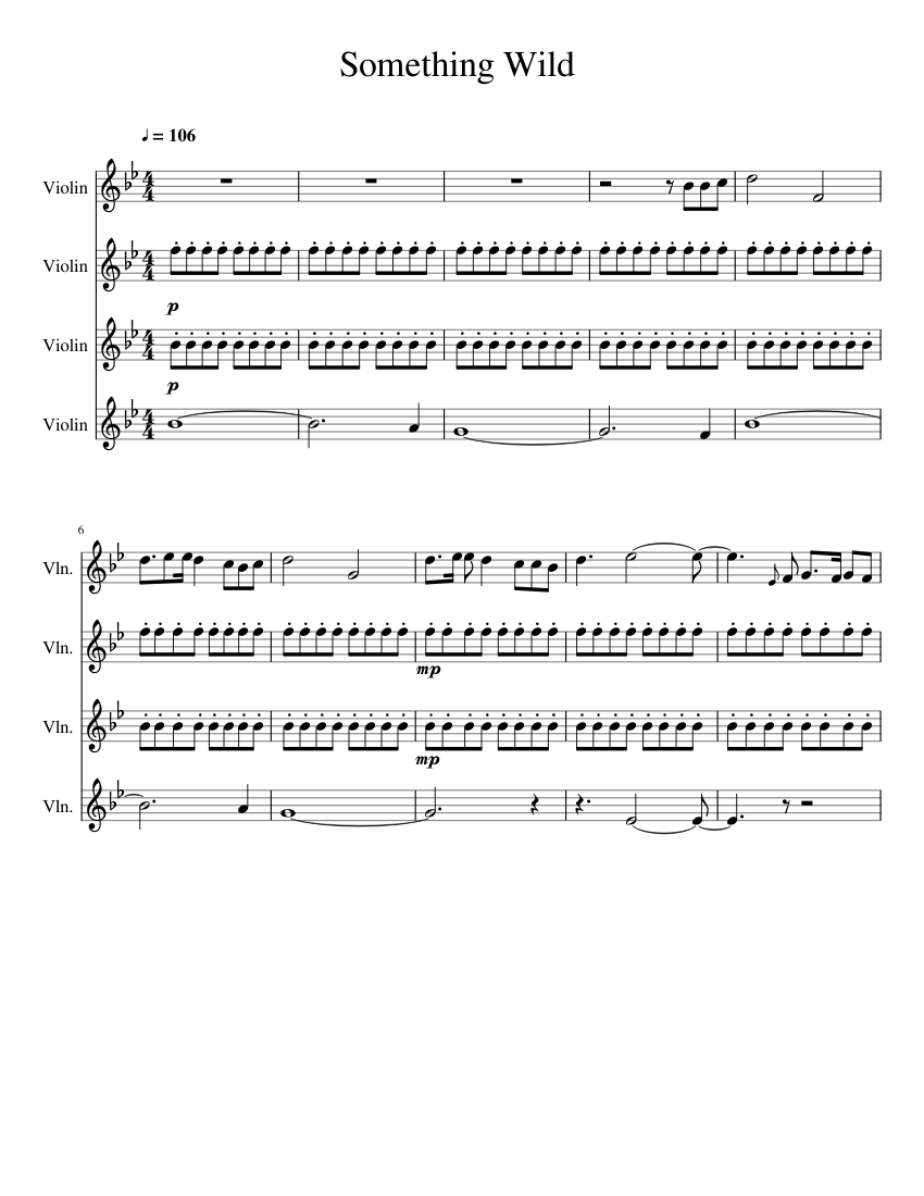 Something Wild Sheet music for Violin (Mixed Quartet) | Musescore.com