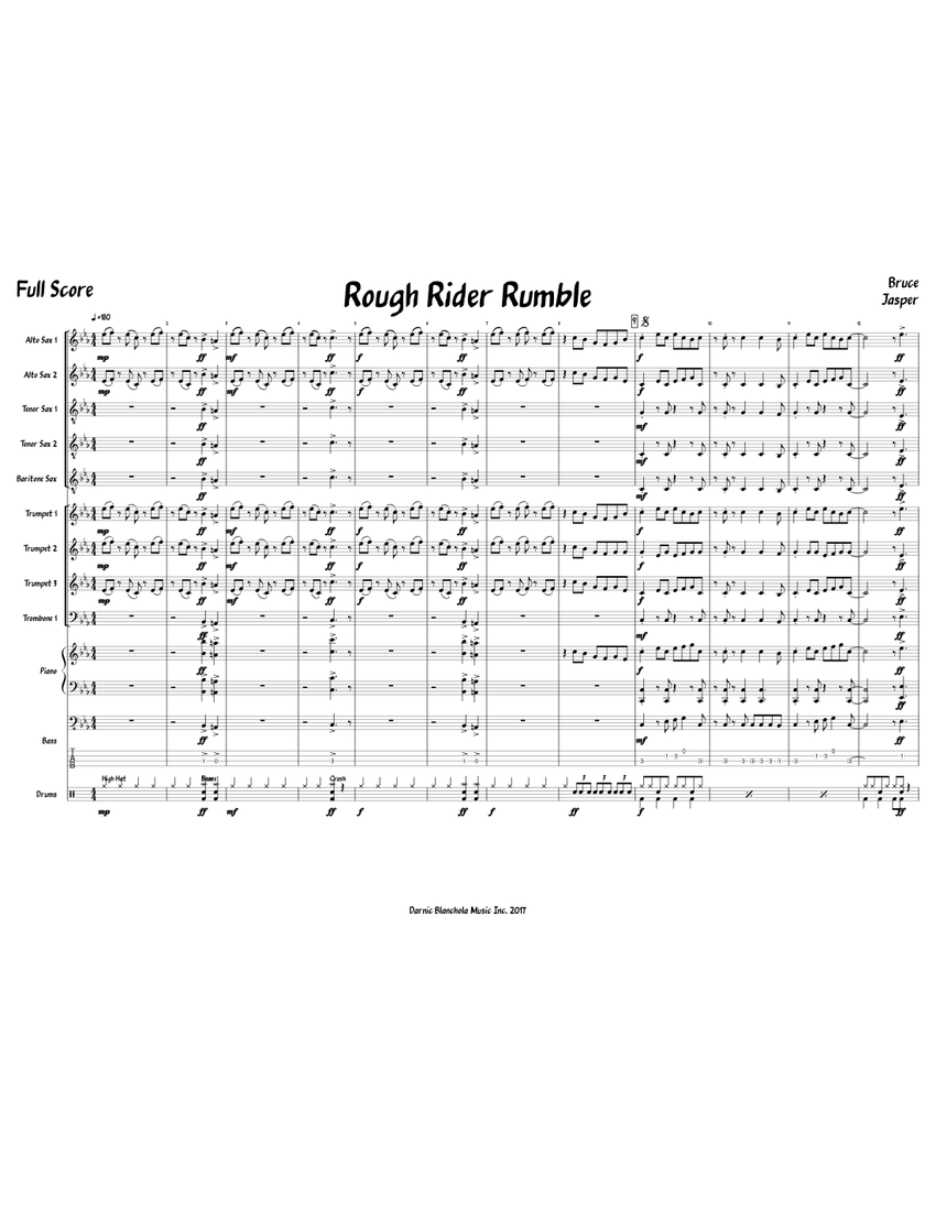Rough Rider Rumble Sheet music for Piano, Trombone, Saxophone alto ...