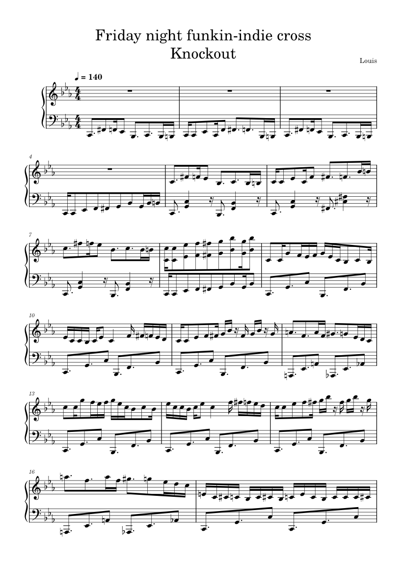 Friday night funkin-indie cross Knockout Sheet Music for Piano (Solo ...