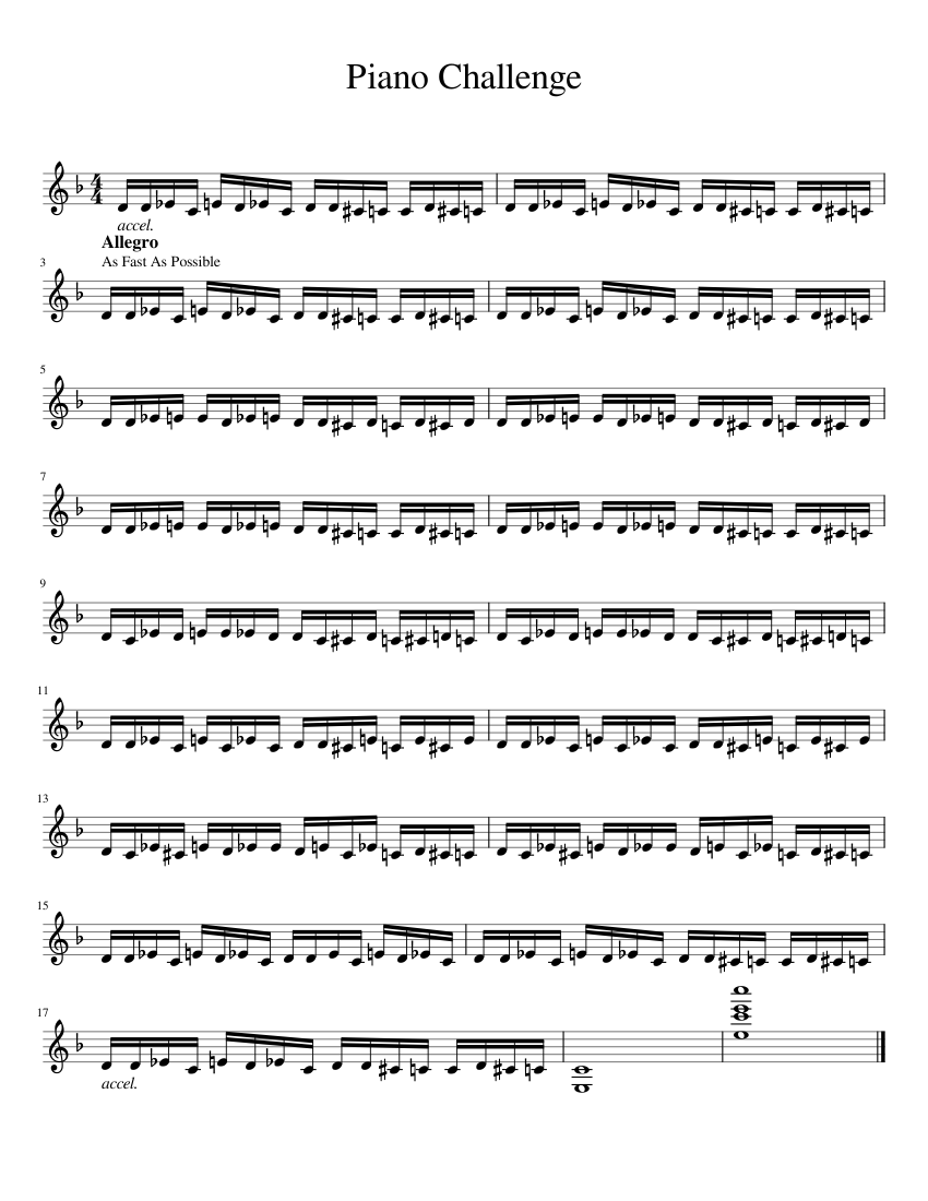 Piano Challenge Sheet music for Piano (Solo) | Musescore.com