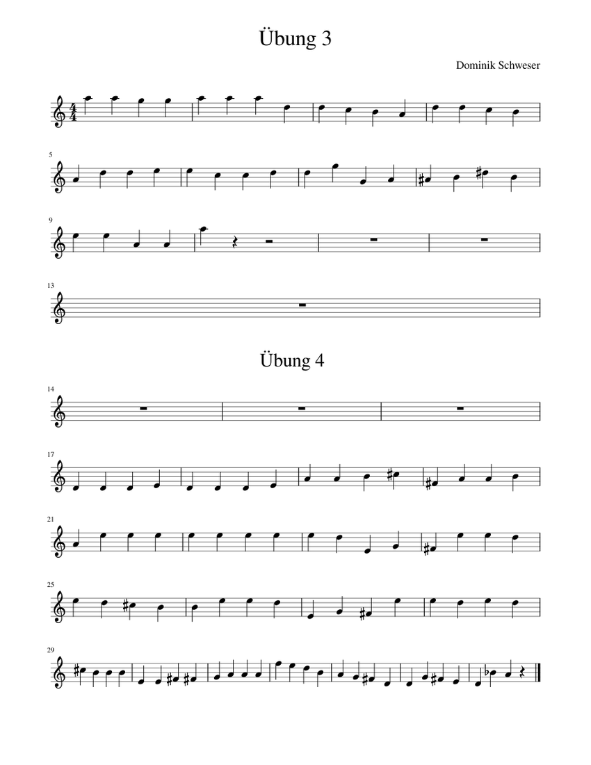 Übung 3+4 Sheet music for Piano (Solo) | Musescore.com