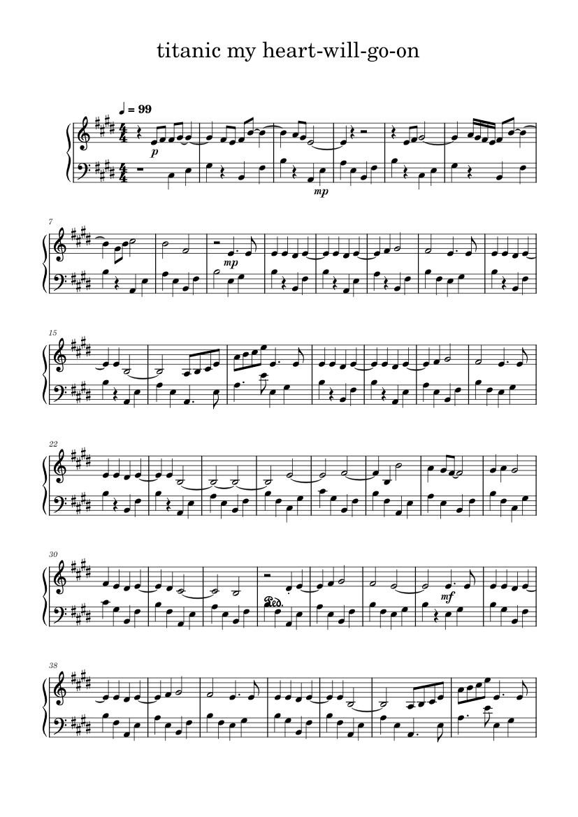 Theme Song from Titanic – Misc Traditional my-heart-will-go-on Sheet ...