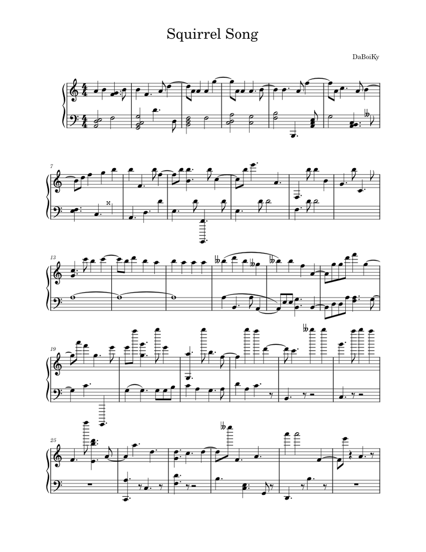 Squirrel_Song Sheet music for Piano (Solo) | Musescore.com